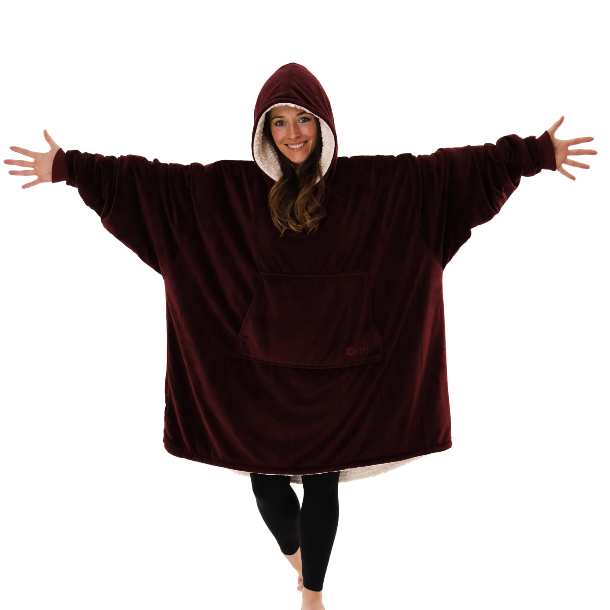THE COMFY Original | Sherpa Lined Microfiber Fleece Wearable Blanket ...