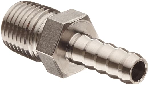 Parker 316 Stainless Steel Barb Connector To Male Pipe 1/4 Hose Barb 1/4 Male NPT: Barbed Hose ...