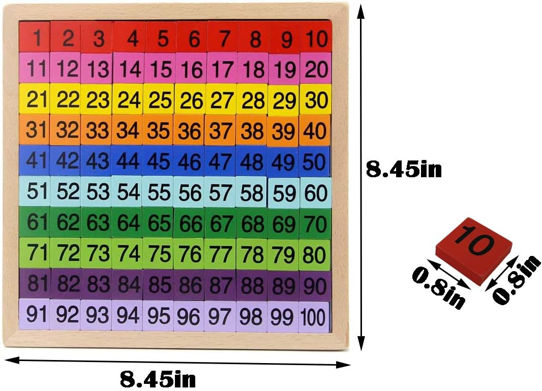 NNY Wooden Toys Hundred Board Montessori Math 1-100 Number Board ...