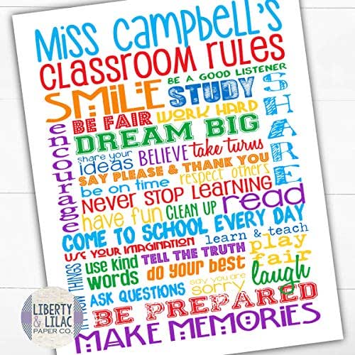 Amazon.com: PERSONALIZED Classroom Rules for Middle School or High ...
