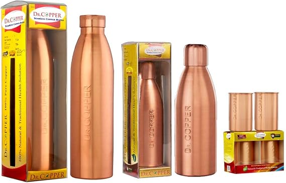 Dr. Copper Family Combo Pack - Copper Water Bottle 1 Litre Best 1000 ml ...