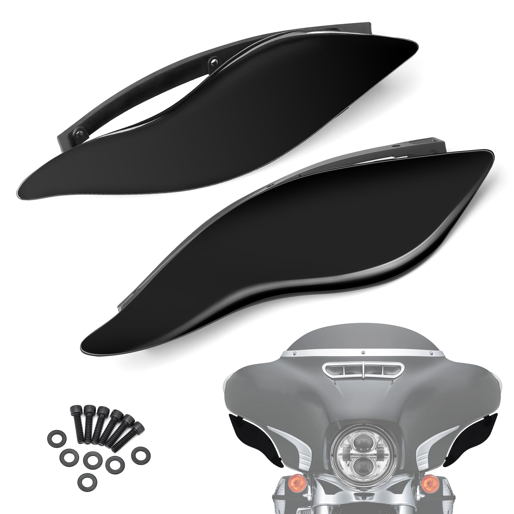 PBYMT Side Wings Air Deflectors, Fairing Side Wing Windshield, Black ...