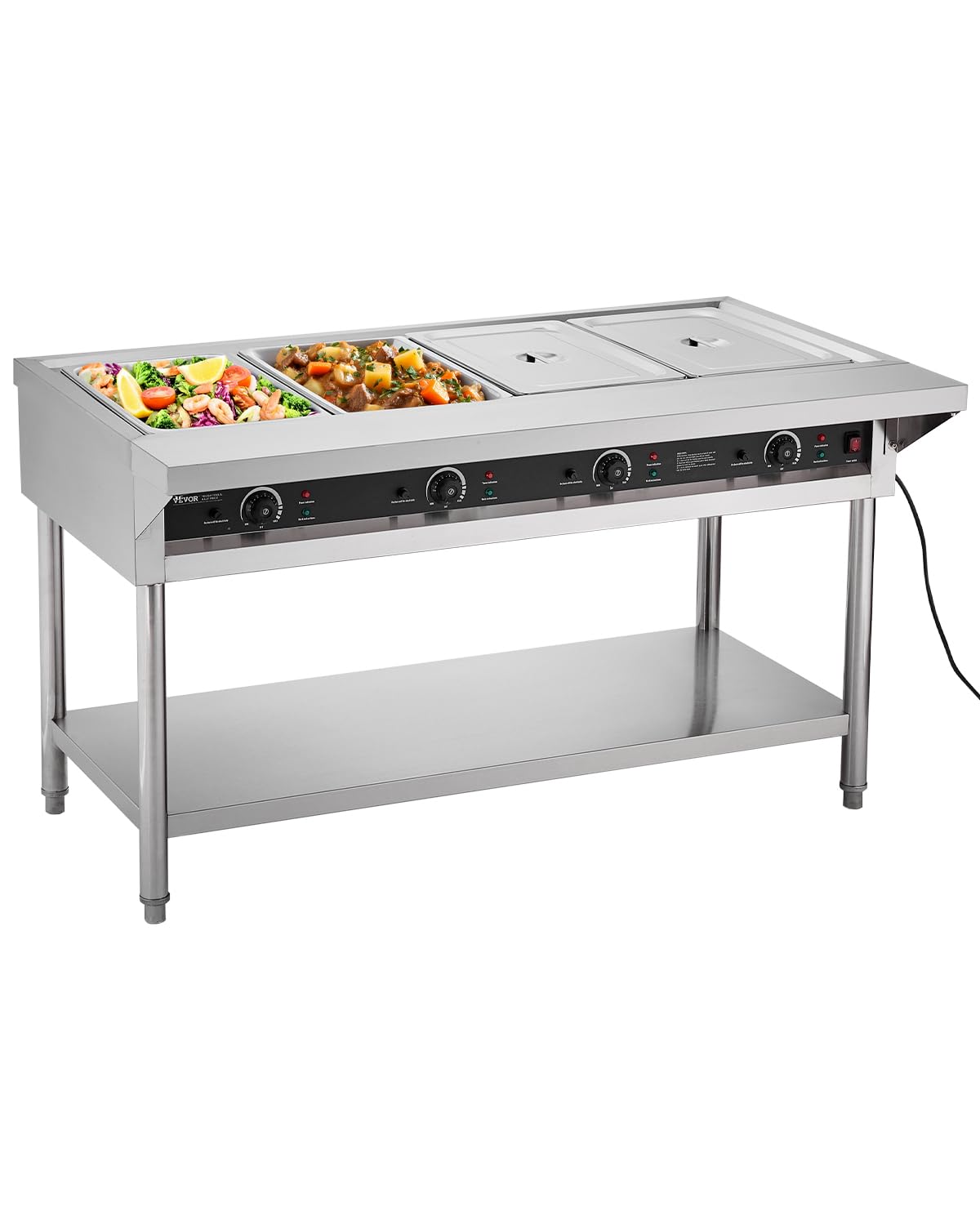 VEVOR 4-Pan Commercial Food Warmer, Electric Steam Table with ...