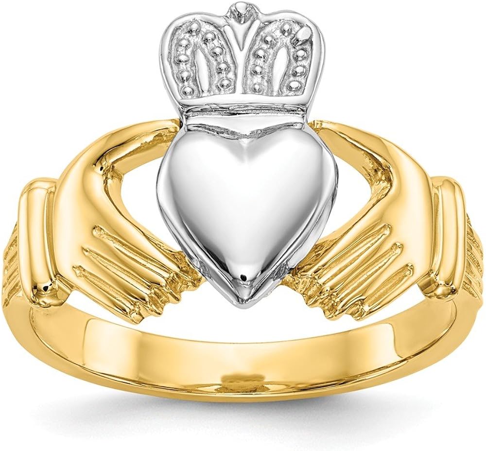 Amazon.com: 14k Two-tone Gold Claddagh Ring Size 9 Fine Jewelry for ...
