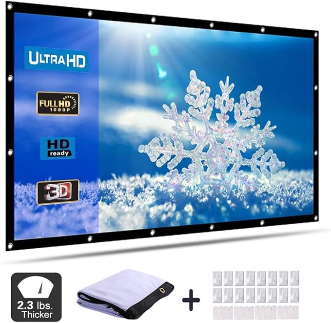 HENZIN 120'' Inch Projector Screen 16:9 HD 4K Portable: Amazon.co.uk ...