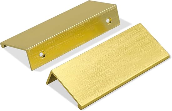 goldenwarm 5 Pack Gold Drawer Handles Brushed Brass Finger Pull 3inch ...