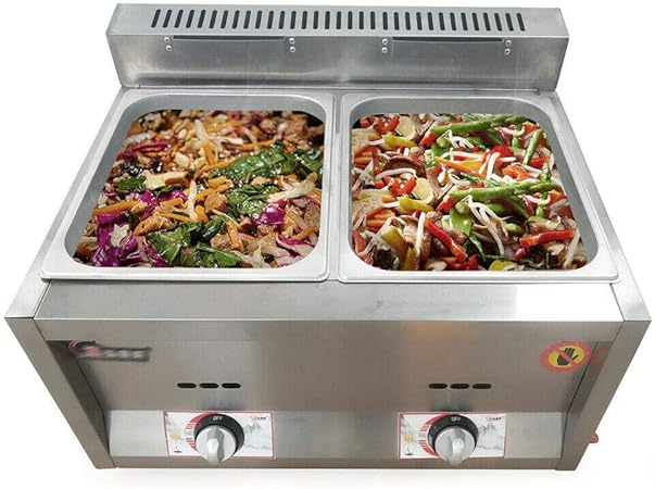 Amazon.com: Commercial Food Warmer, 2 Pans 6L Gas Electric Countertop ...