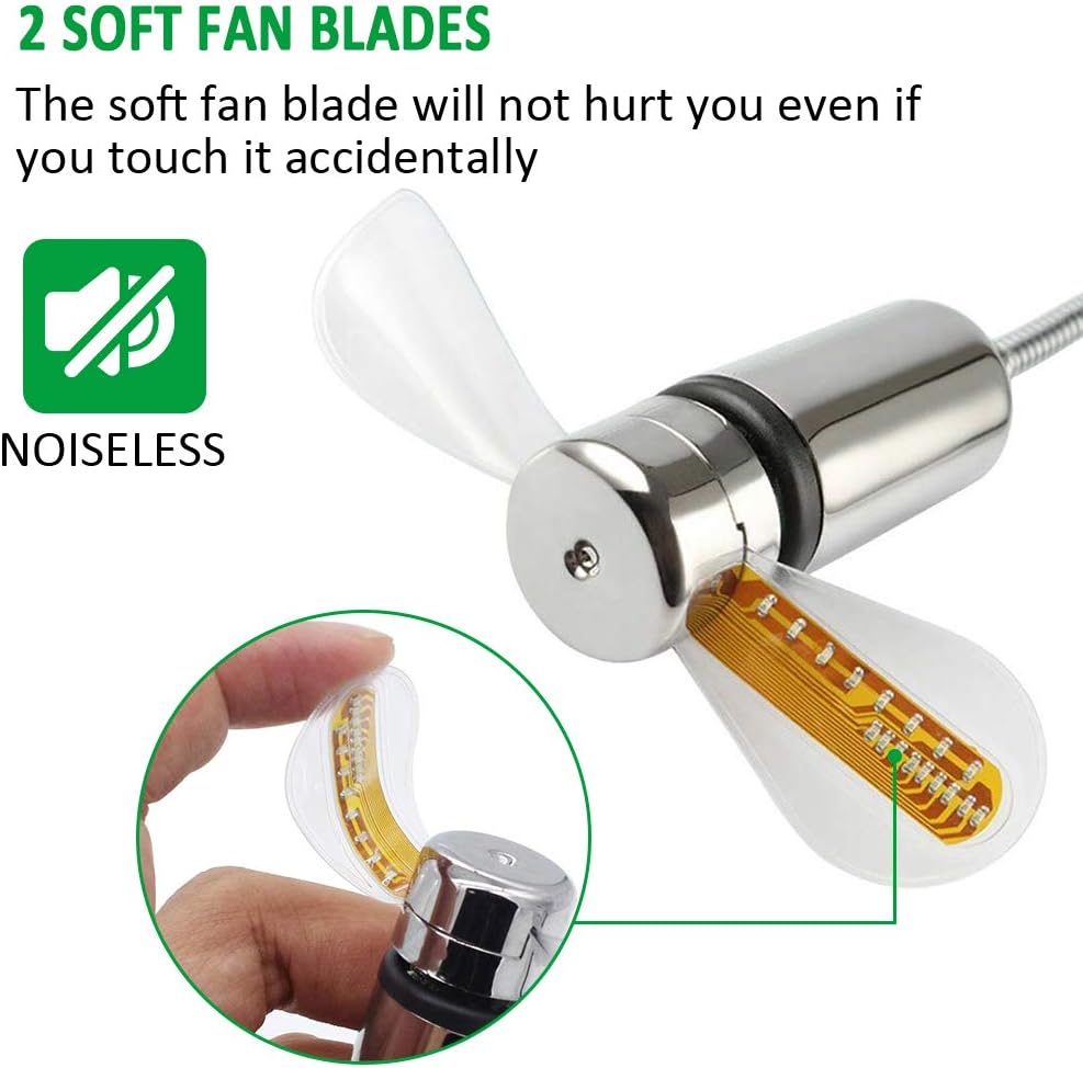 USB LED Fan, HuiHeng Mini LED Clock Fan with Flexible Gooseneck ...
