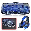 Amazon.com: Gaming Keyboard and Mouse Combo with Headset, MFTEK Backlit ...