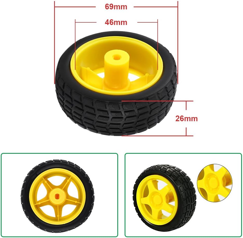 KEYESTUDIO DC Geared Motor DC Motor Wheel Kit Electric for Arduino ...
