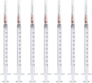 Amazon.com: 1ML Disposable syringe with Needle, Individually Wrapped (27Ga 1/2 inch, Pack of 25 ...
