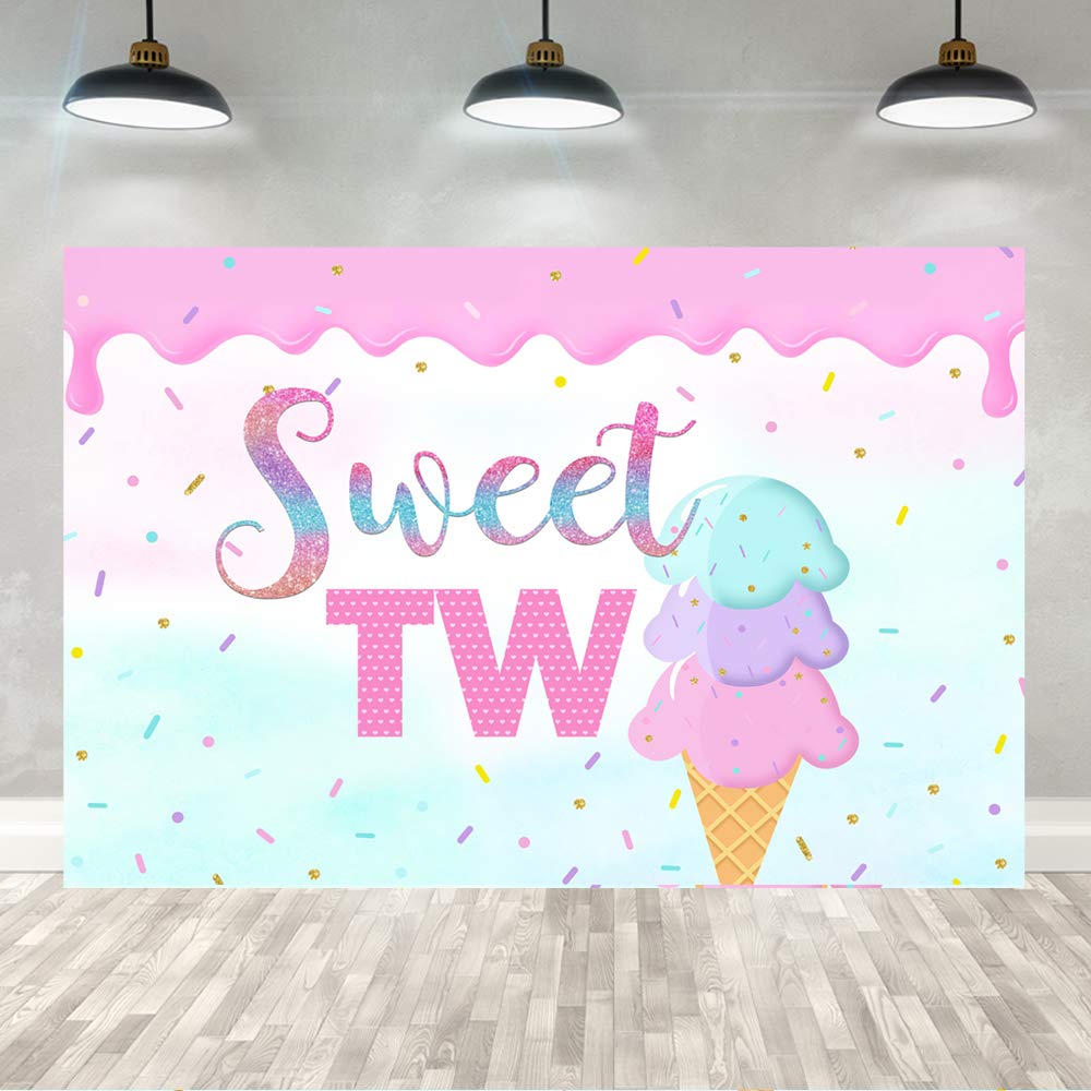 Buy Ticuenicoa 5×3ft Two Sweet Ice Cream Backdrop Summer Pink Ice Cream ...