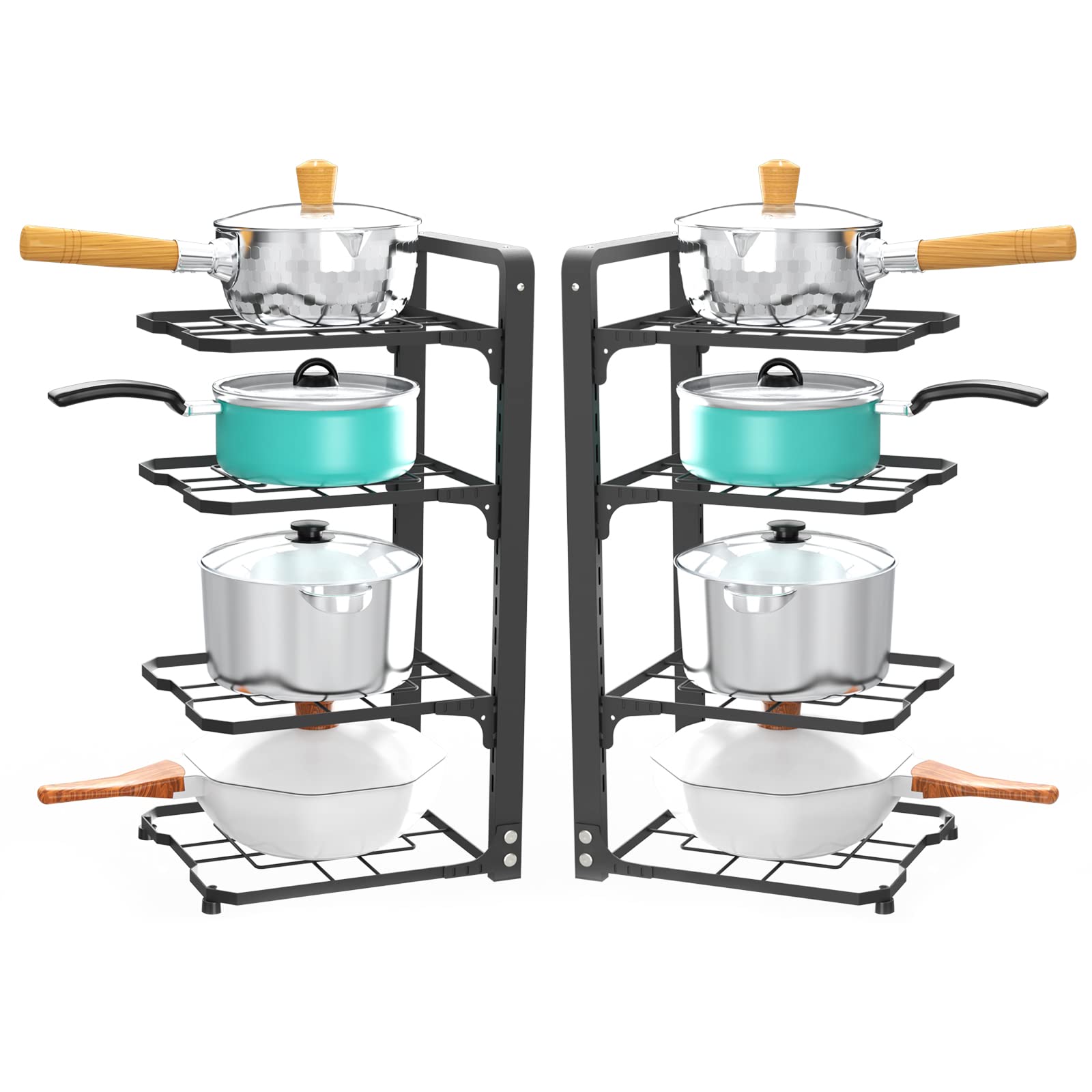 ROMATIA 2 Pack Pot and Pan Organizer Rack, Heavy Duty Carbon Steel ...