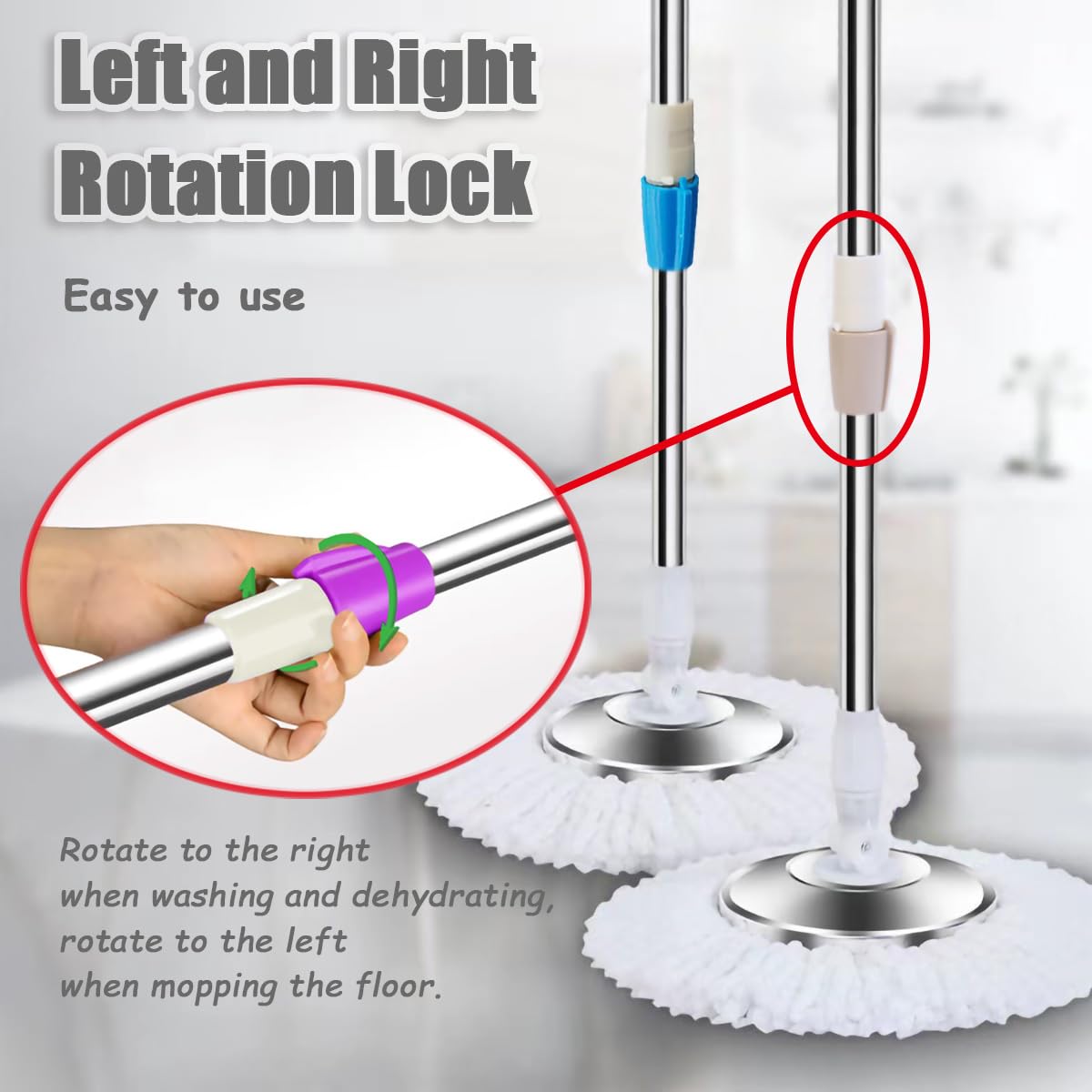 Mua Extended Spin Mop Replacement Mop Handle, Upgraded 60-inch 360 ...