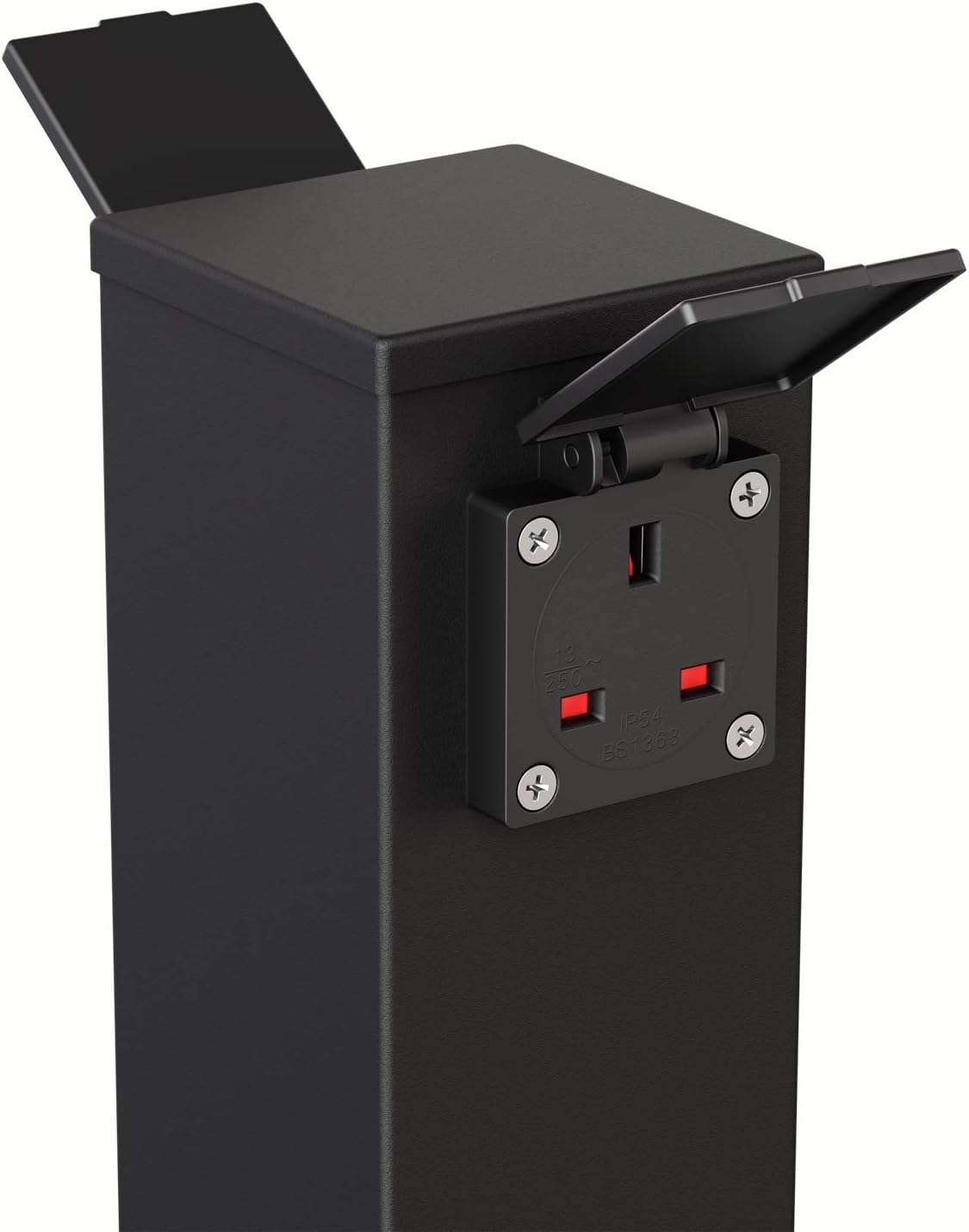 ledscom Garden Power Socket Column Polly Black for Outdoor, Double ...