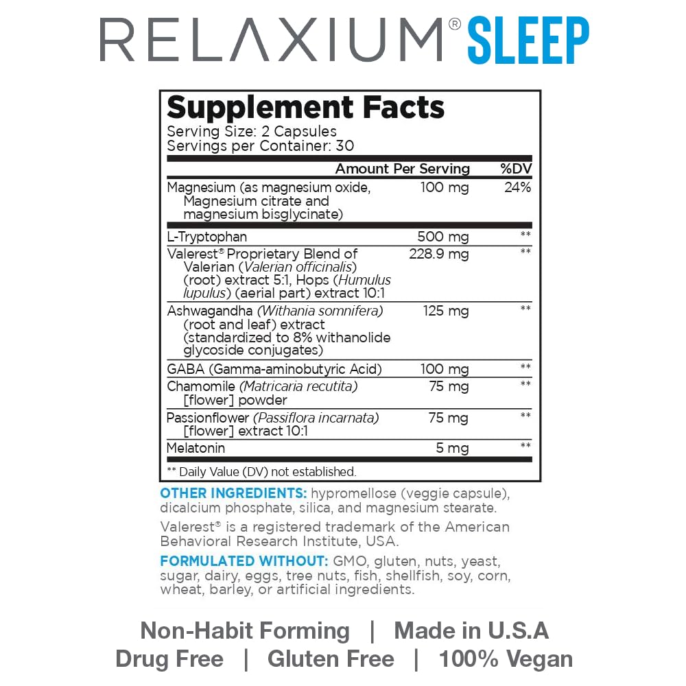 Relaxium Sleep Aid, Natural Non-Habit Forming, Sleep Supplement ...