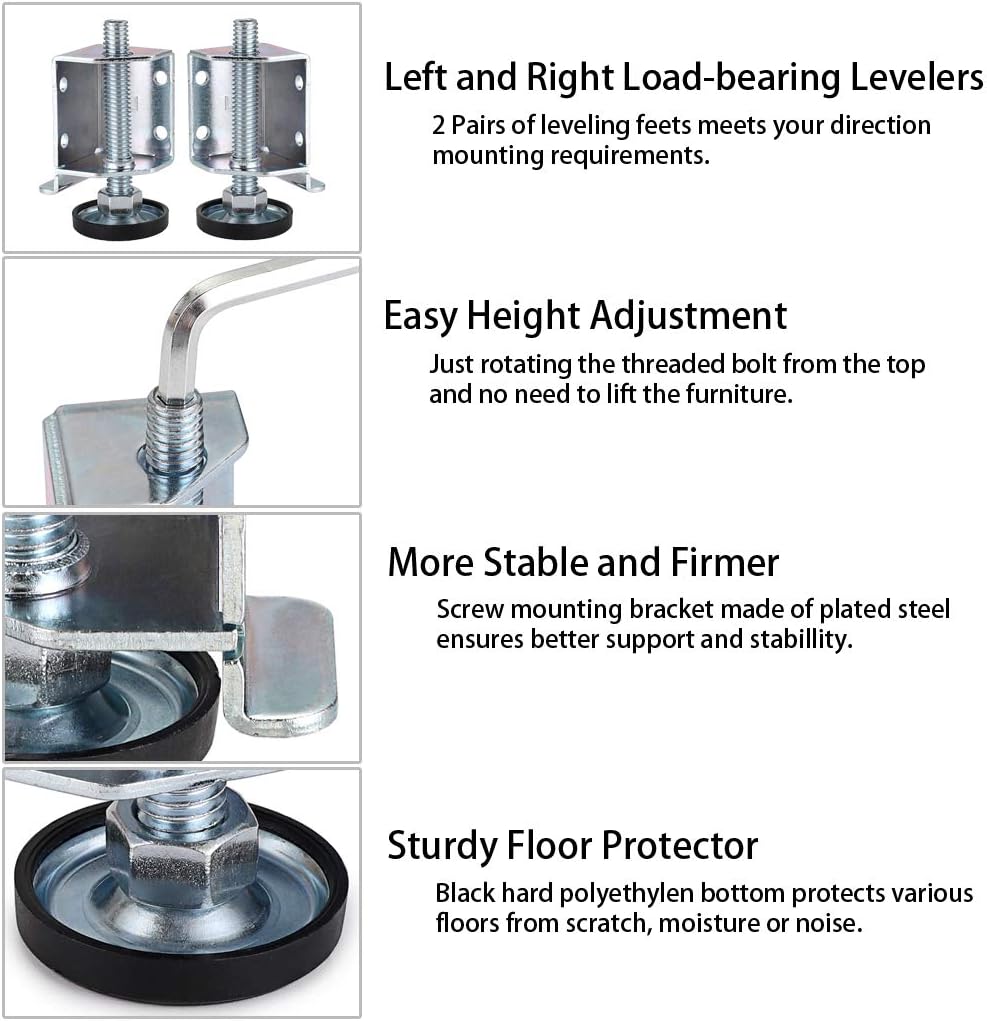 Sumnacon 2pair Heavy Duty Adjustable Furniture Leveler M10 Furniture ...