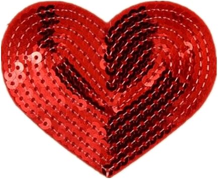 (Pack of 5) Heart Shaped Sequin Embroidered Appliques Sew or Iron on ...