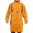 Welding Jacket Leather Apron Heavy-Duty Work Anti-scald Flame Resistant ...