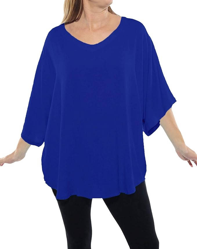 We Be Bop Womens Plus Size Solid Periwinkle Blue Flat Rayon Shell Top ...