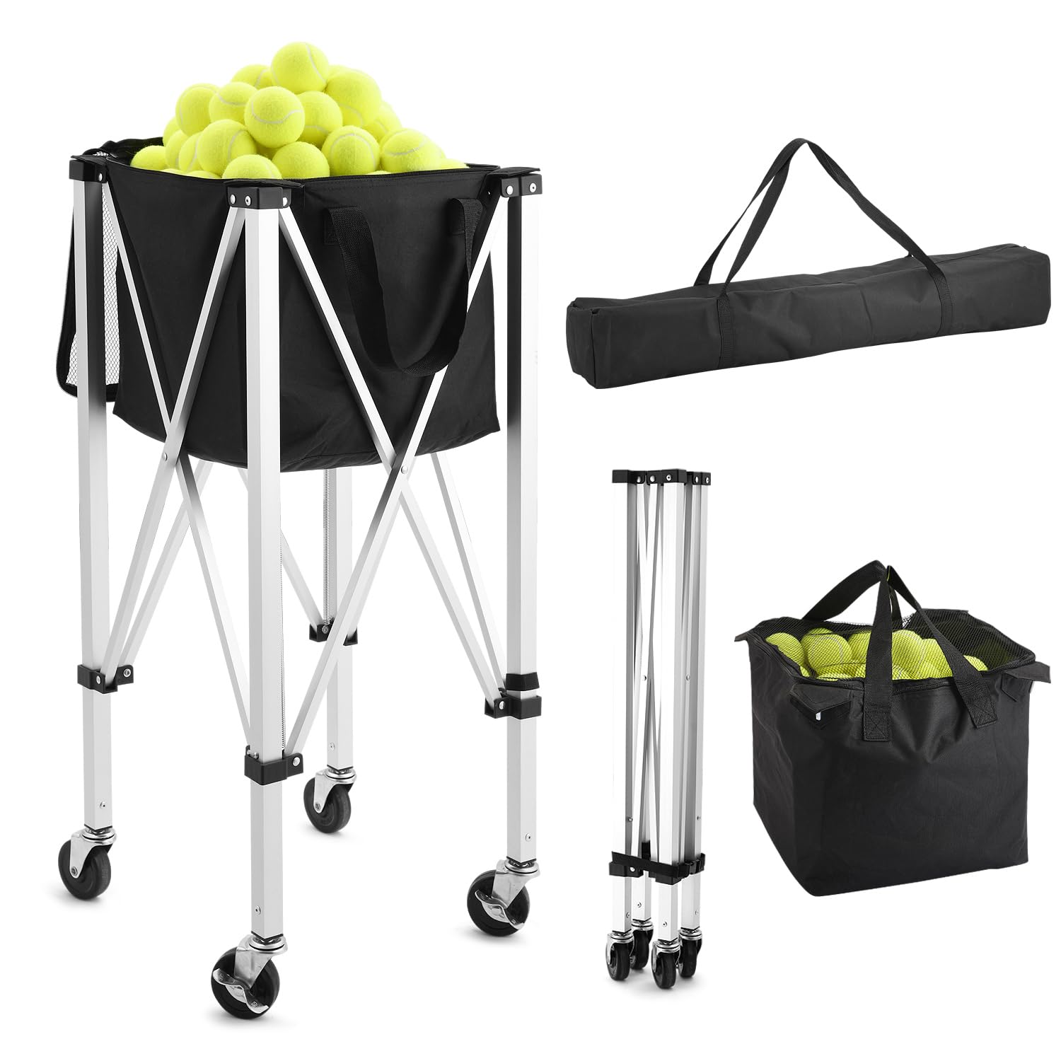 YooKoo Tennis Ball Hopper for 150 Balls, Tennis Ball Basket for Serve ...