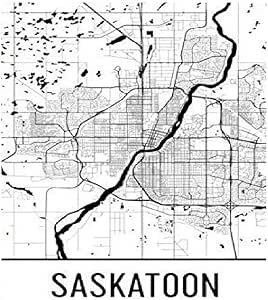 Amazon.com: Modern Map Art Saskatoon Map, Saskatoon Art, Saskatoon ...
