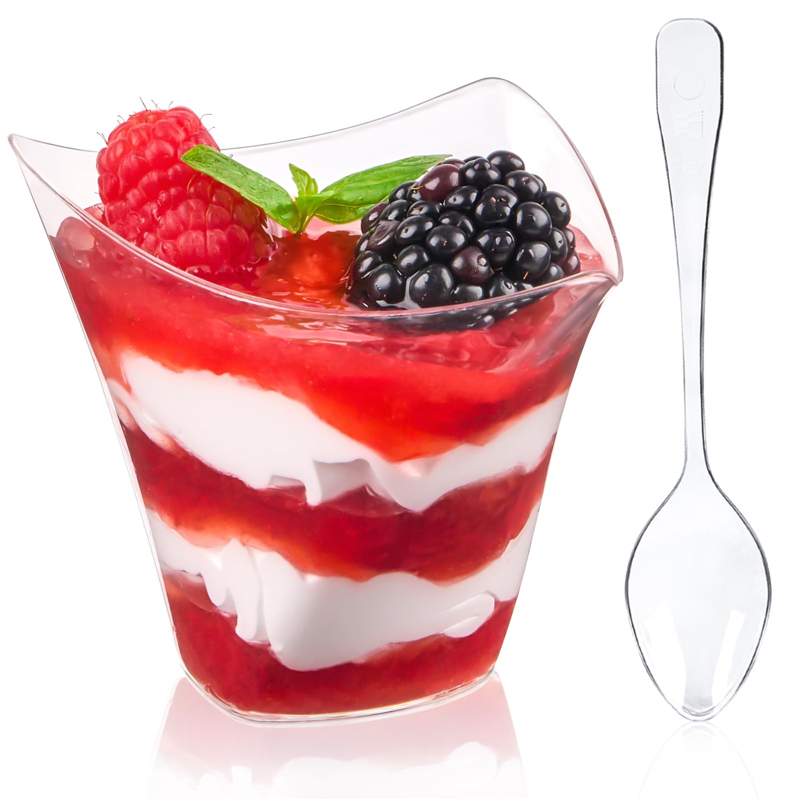 Qeirudu 4 oz Triangular Mini Dessert Cups with Spoons, 50 Pack Plastic ...