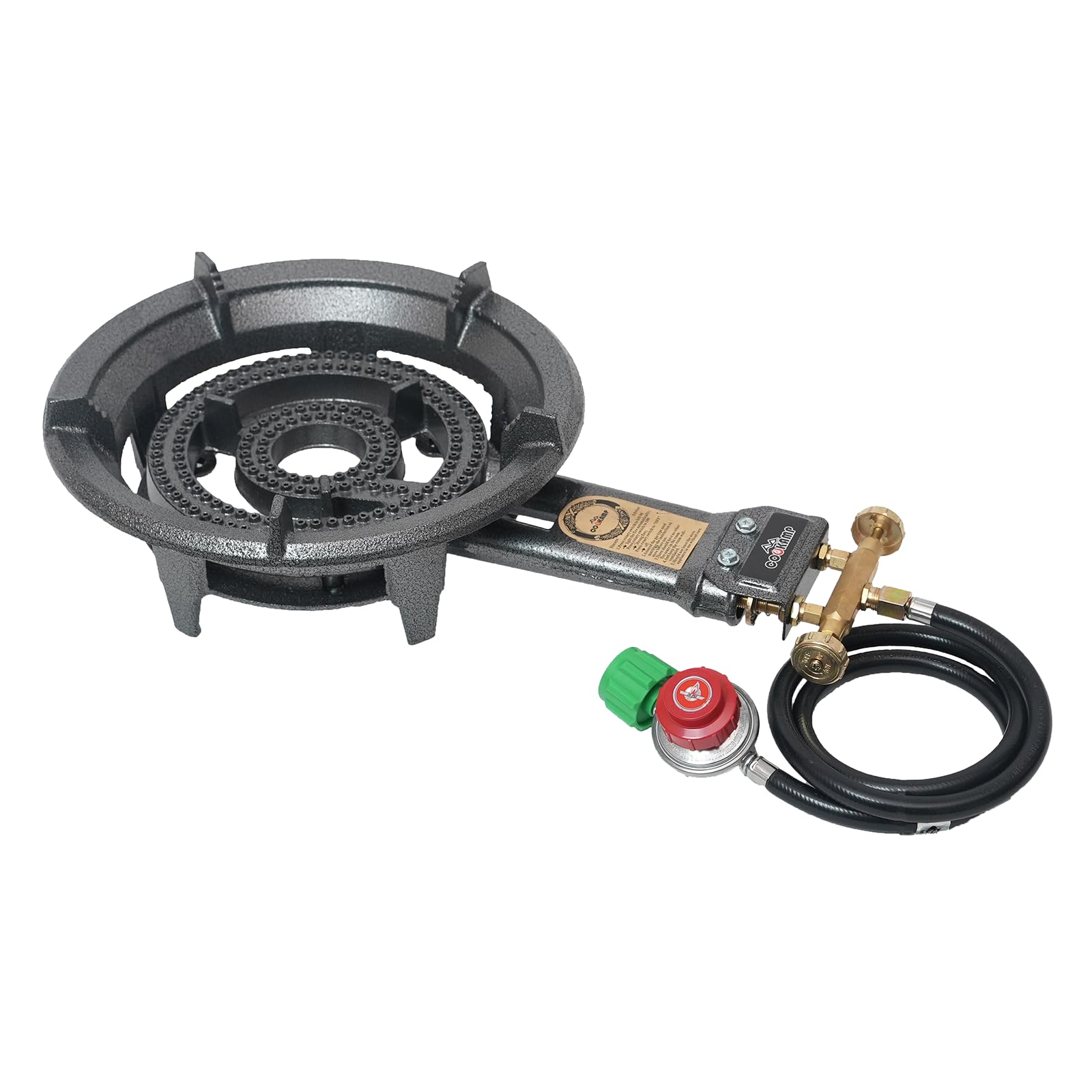 COOKAMP Propane Wok Burner, Cast Iron Single Burner Camping Stove With ...