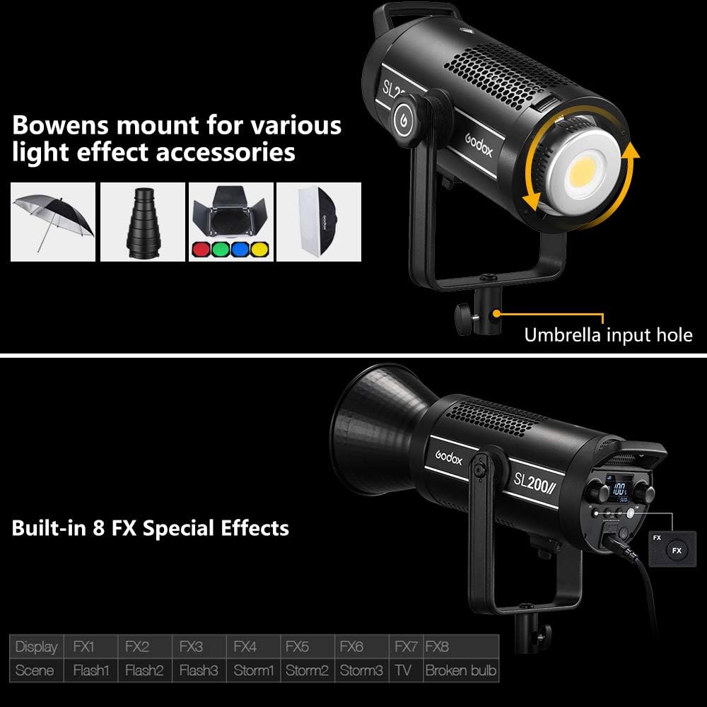 GODOX SL200WII Daylight-Balanced Continuous-Output Lighting-Photography ...