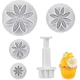 Amazon.com: Daisy Fondant Cutter, 4PCS Flower Plunger Cutters, 8Petals ...