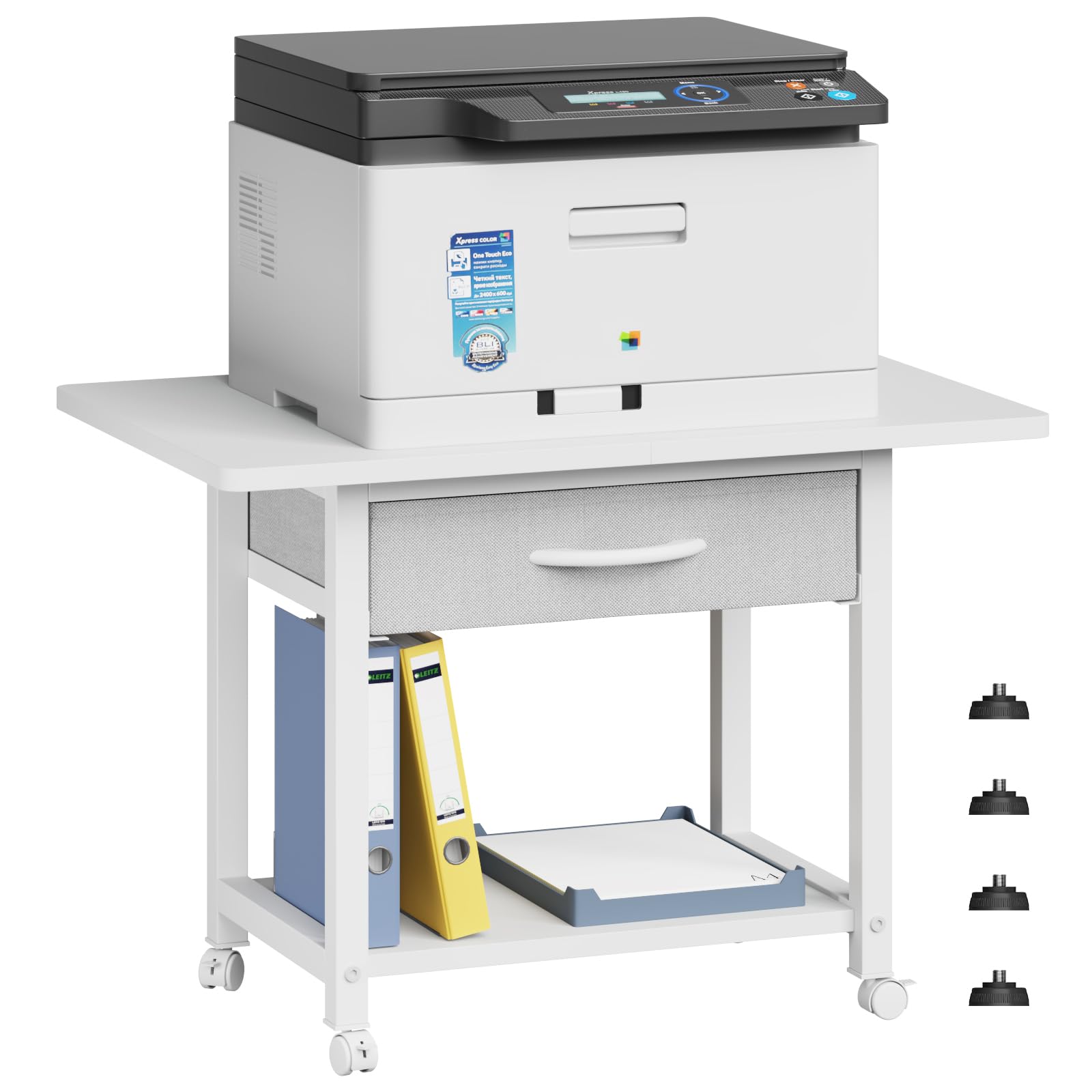 YAOHUOO 22"x15" Large Printer Stand with Storage Drawer, 2-Tier Under ...