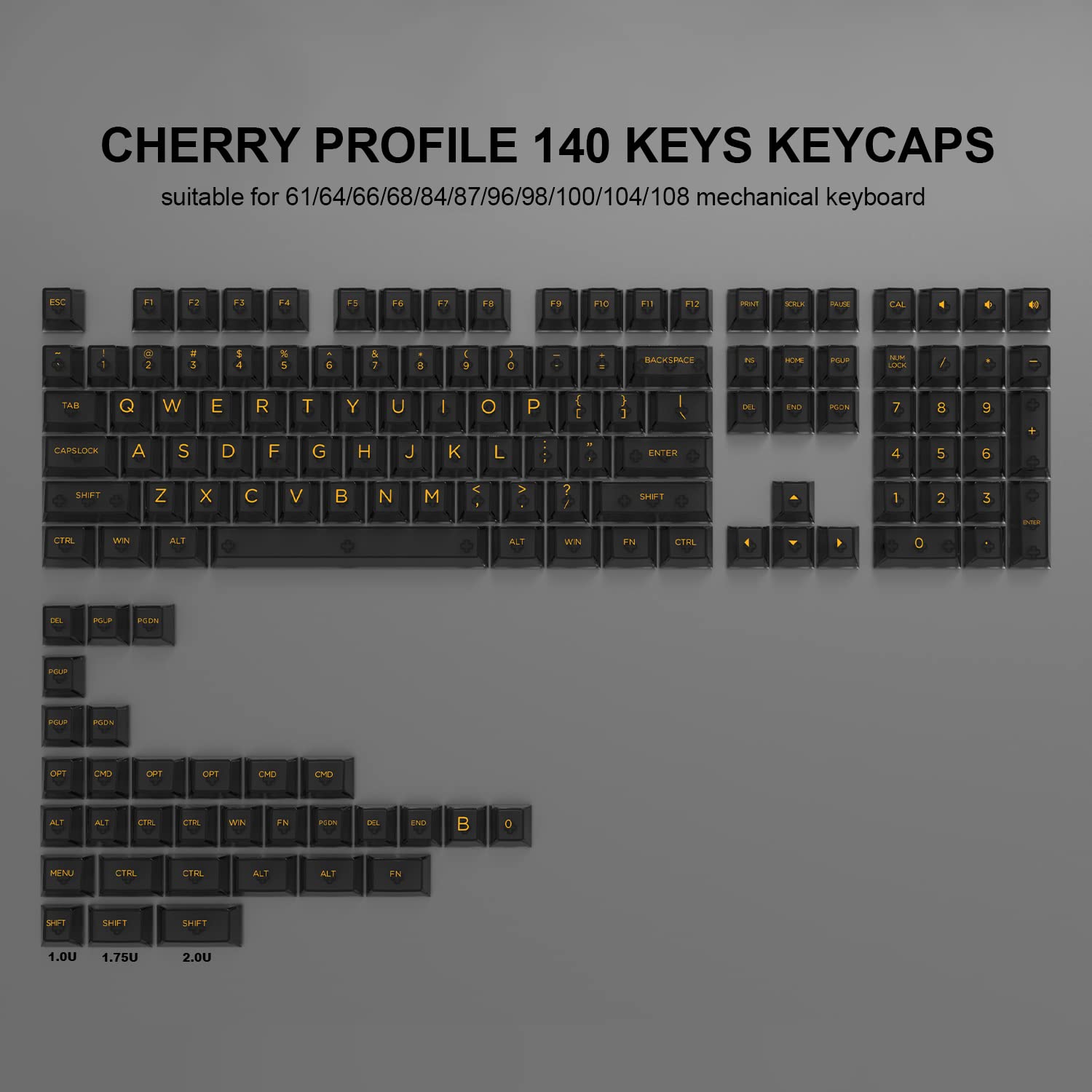 Mua Black Clear keycaps,PC Material,Transparent keyboard caps full set ...