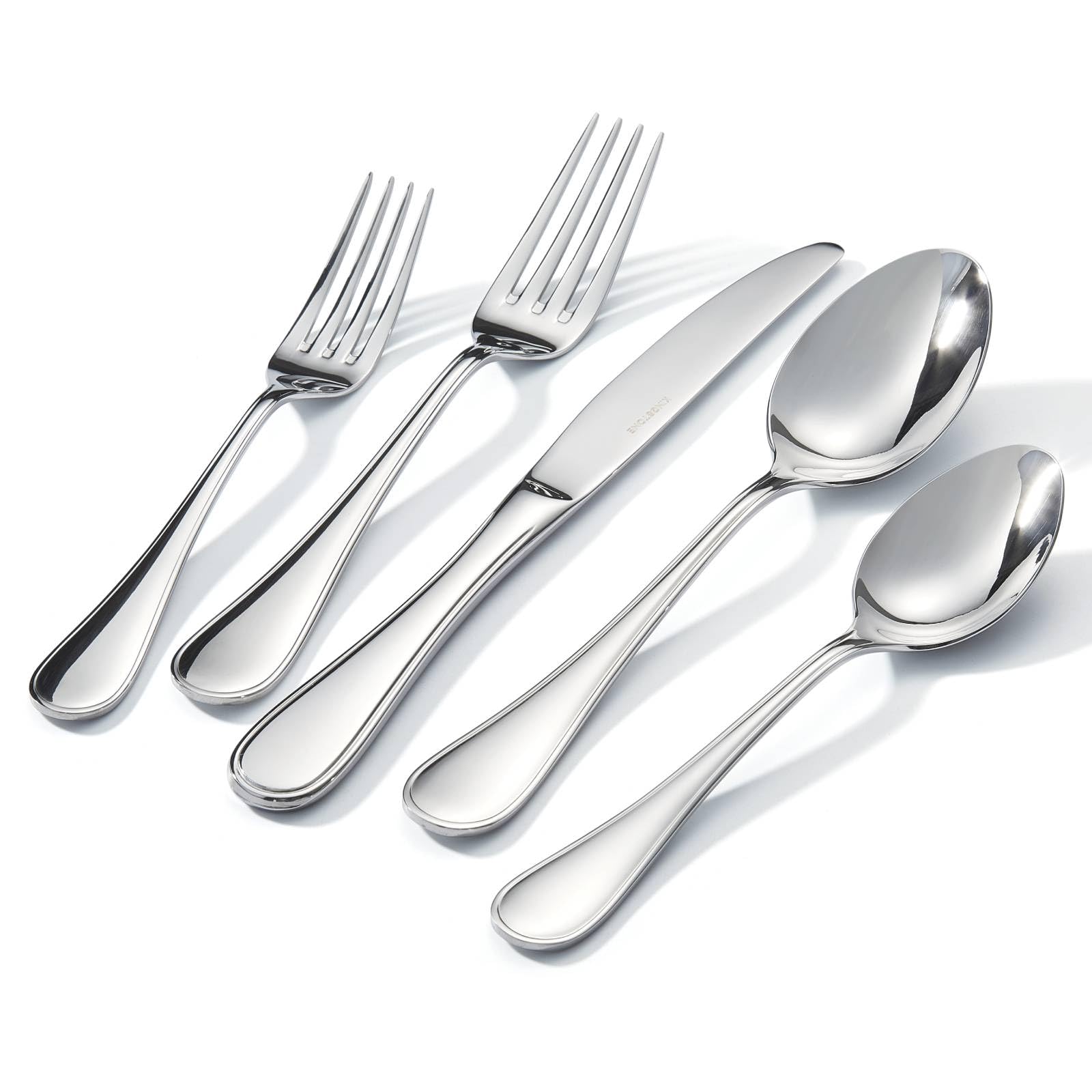 KINGSTONE 40 Piece Teardrop Silverware Set for 8, 18/10 Stainless Steel Flatware Set, Modern ...