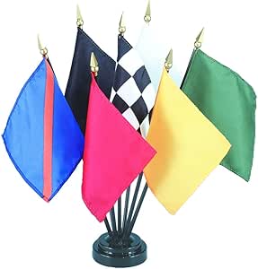 Amazon.com : Auto Racing Flag Set (7 Flags) Rayon On Staff 4 in. x 5 in ...