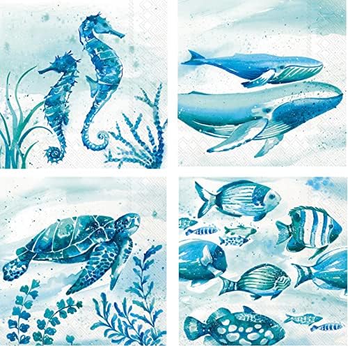Sea Life Cocktail Beverage Paper Napkins 20 Count 3-Ply Set Of 4 ...