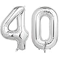 Amazon.com: 40 Inch Silver 40 Number Balloons, Giant Jumbo Helium Mylar ...