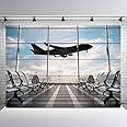 Amazon.com : RUINI Airport Terminal Backdrop Airplane Departure Airport ...