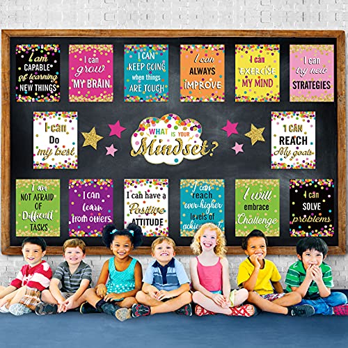 Growth Mindset Posters Set, Confetti Classroom Bulletin Board ...