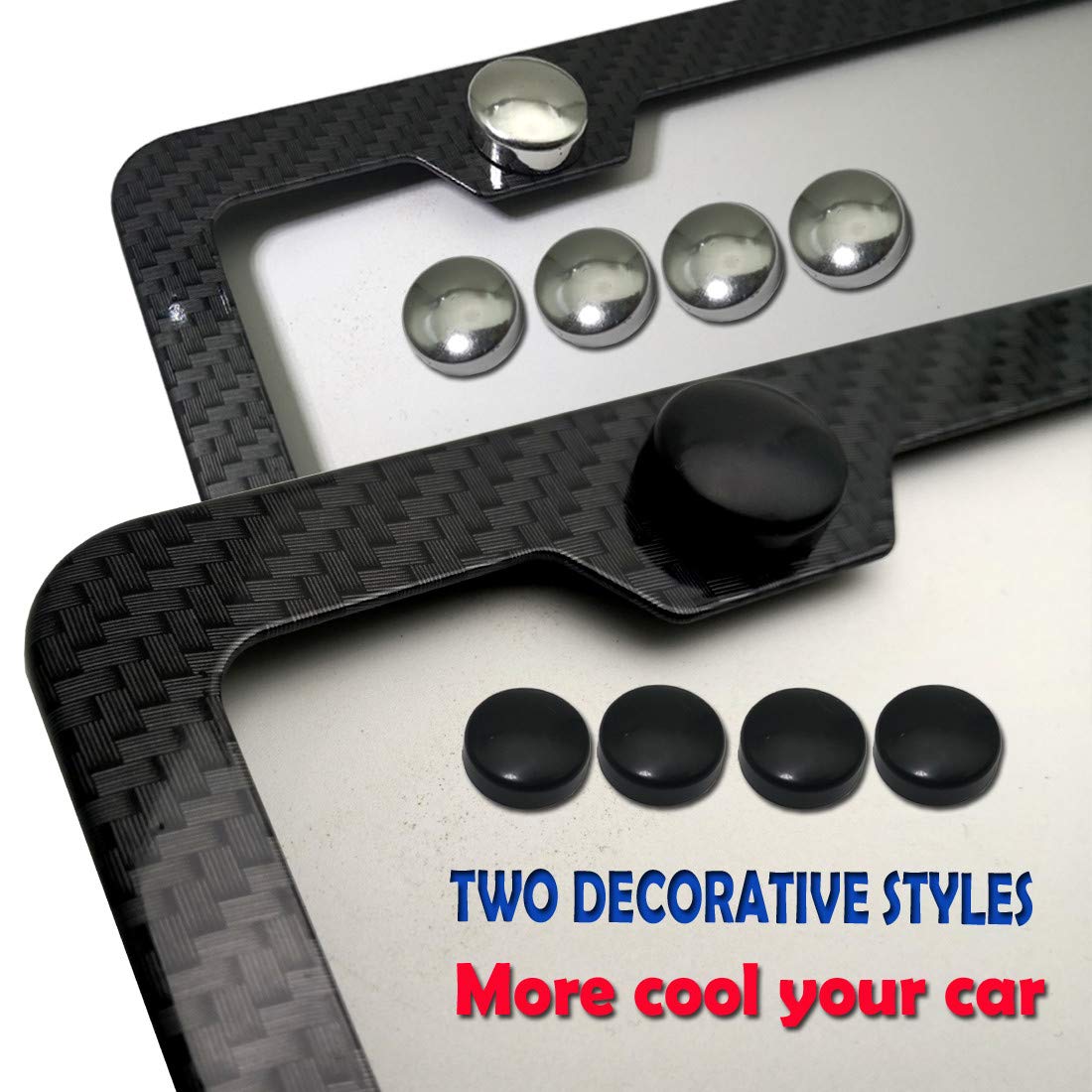 BGGTMO License Plate Frame Carbon Fiber- Black Aluminum Car Tag Frame ...