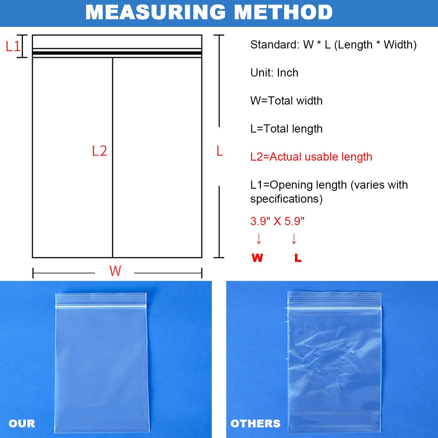 9.1"x13" Zip Medium Plastic Bags, 100Count Clear Baggies Reclosable,1 ...