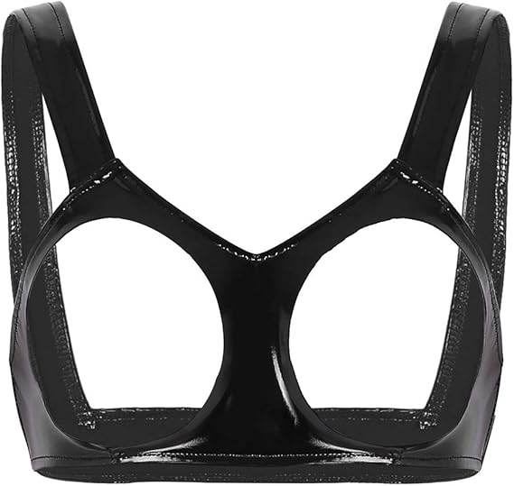Yeahdor Brustfreier BH Damen Wetlook BH Offene Brust Lack Leder Dessous ...
