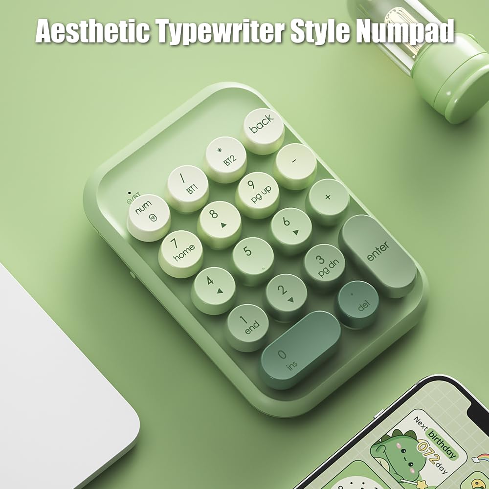 Mua TISHLED Typewriter Style Number Keypad Wireless 2.4G/Bluetooth/USB ...