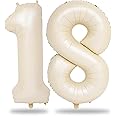 Amazon.com: Beige 18 Birthday Balloons Number, 40 Inch Large Cream Foil ...