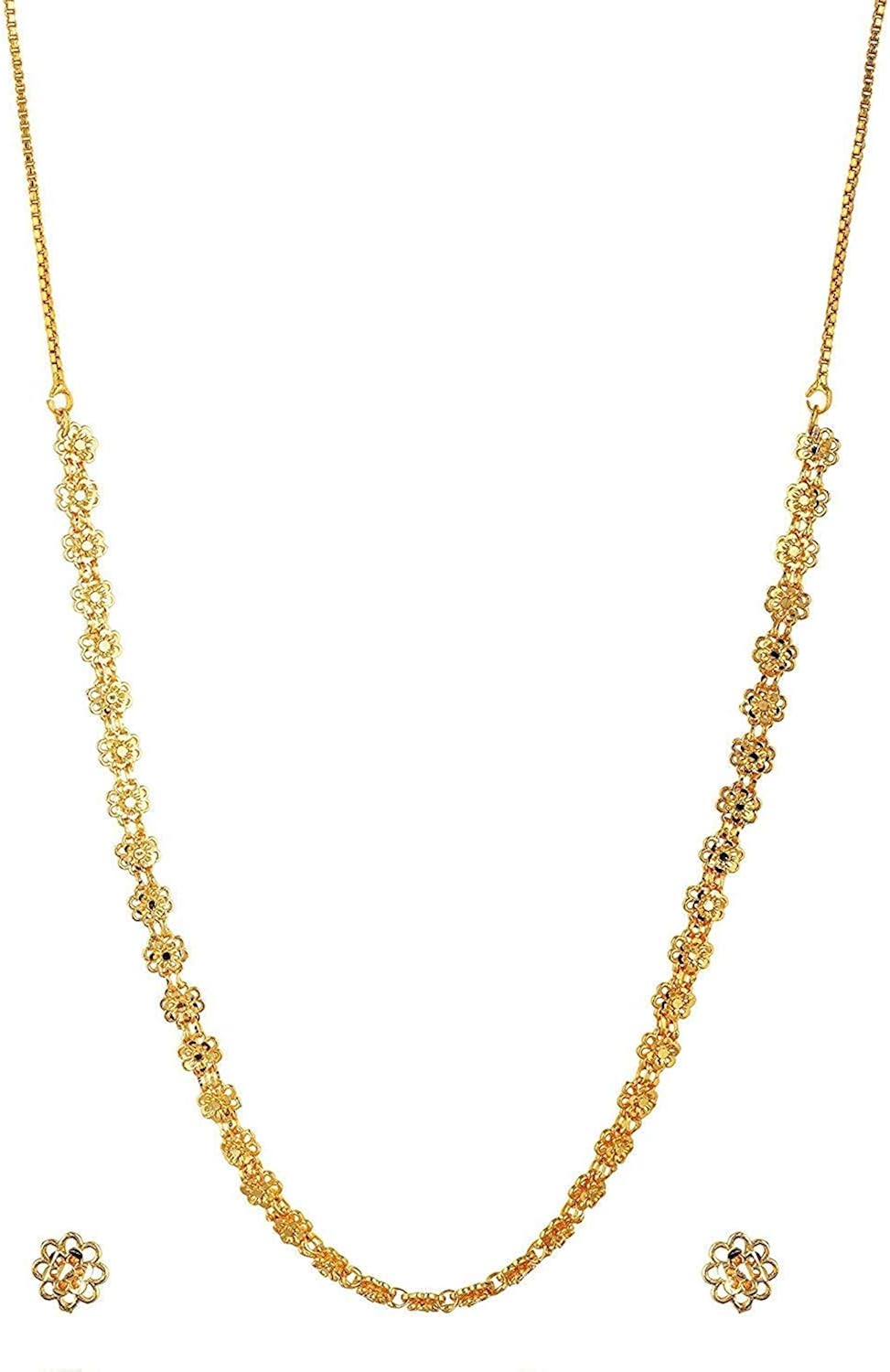 Buy SOM Maharashtrian Floral Bakuli Haar 18" Gold Plated Strand ...