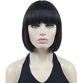Amazon.com : Lydell 8" Straight Short Wigs Bob Hair with Bangs Cute ...