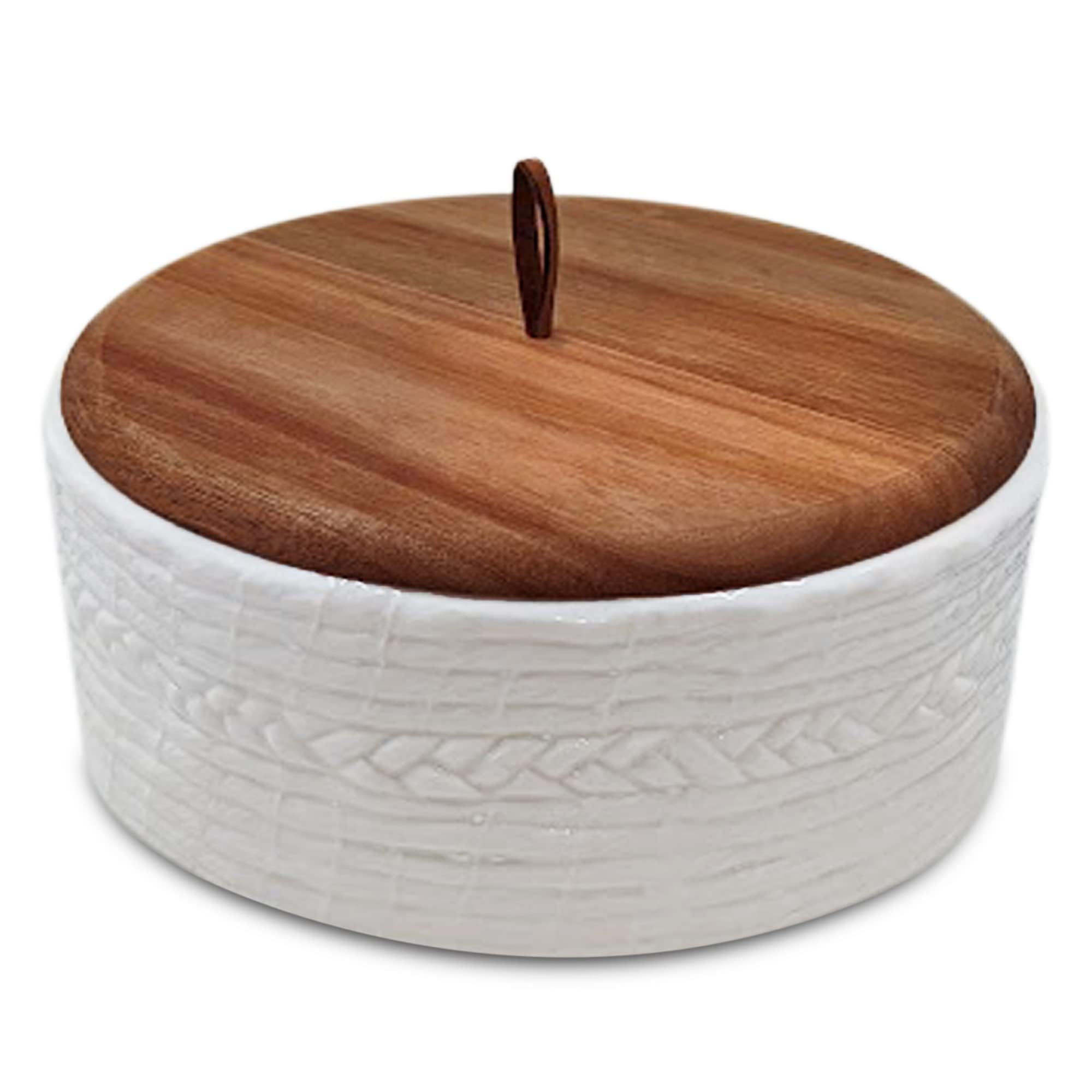 Everbrook Authentic Wood and Ceramic Tortilla Warmer - Tortilla Holder ...
