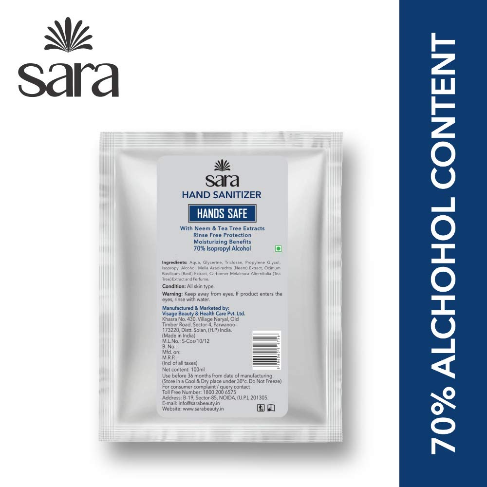 SARA SOUL OF BEAUTY Instant Hand Sanitizer Refill Sachets 70% Isopropyl ...