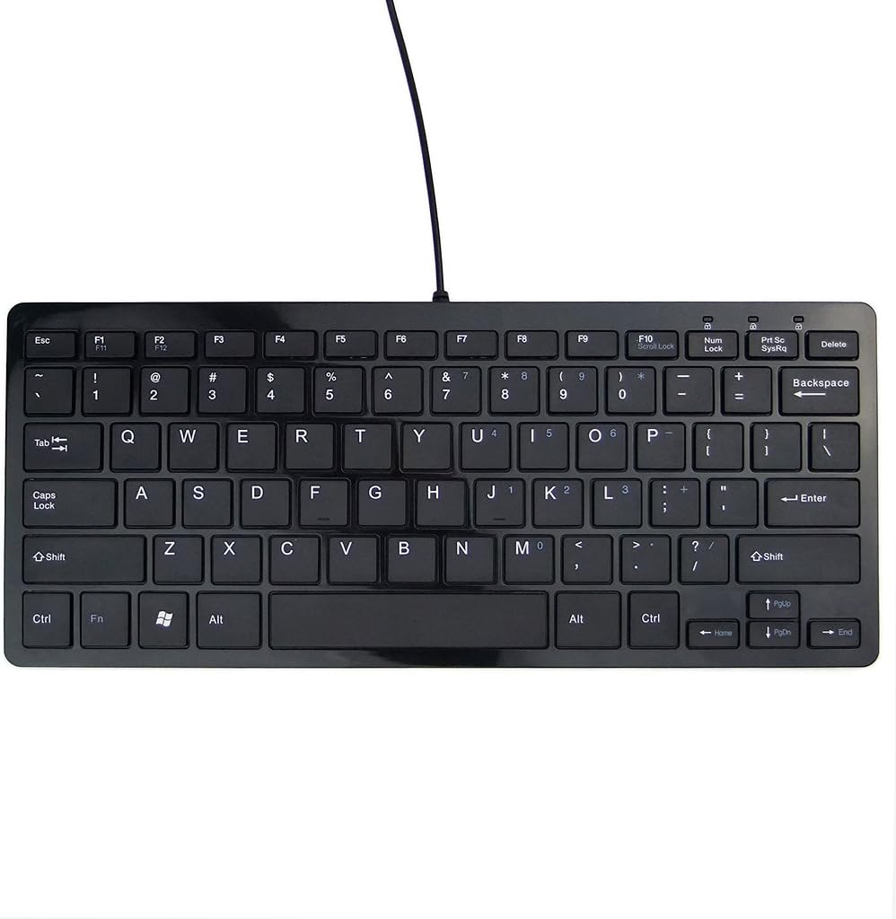 Meiego Super Slim USB 2.0 Mini Keyboard 78 Key Black Small Compact Thin ...