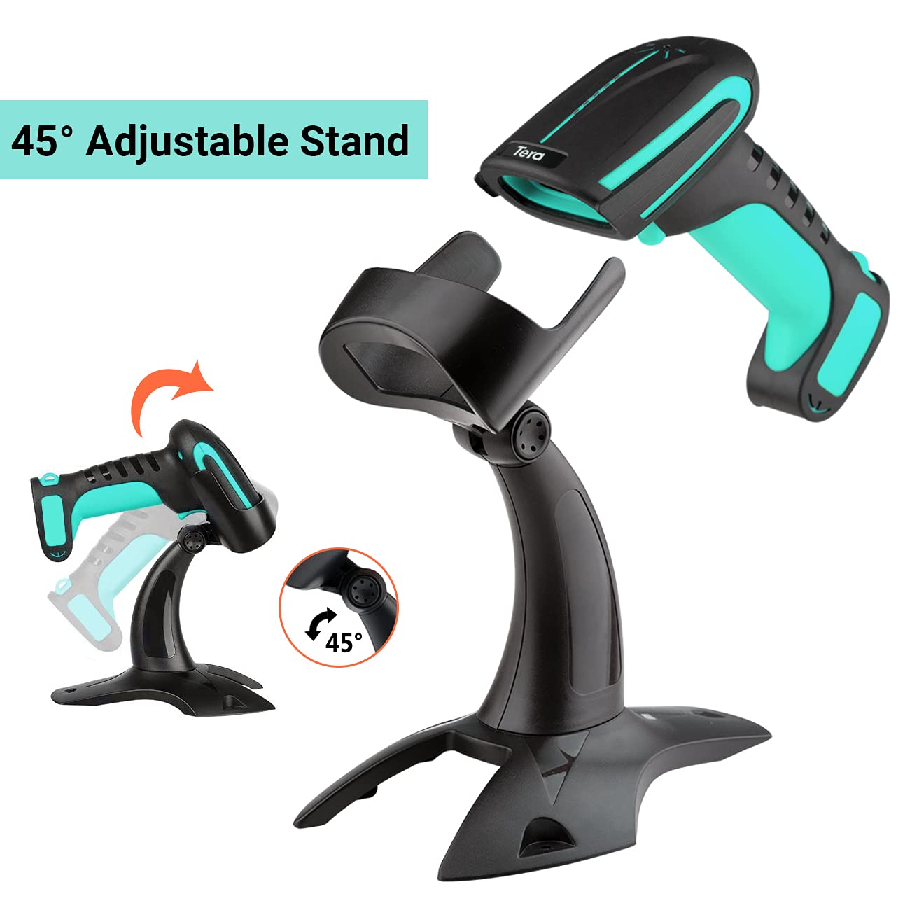 Mua Tera 1D 2D QR Barcode Scanner Wireless with Stand, Heavy Duty ...