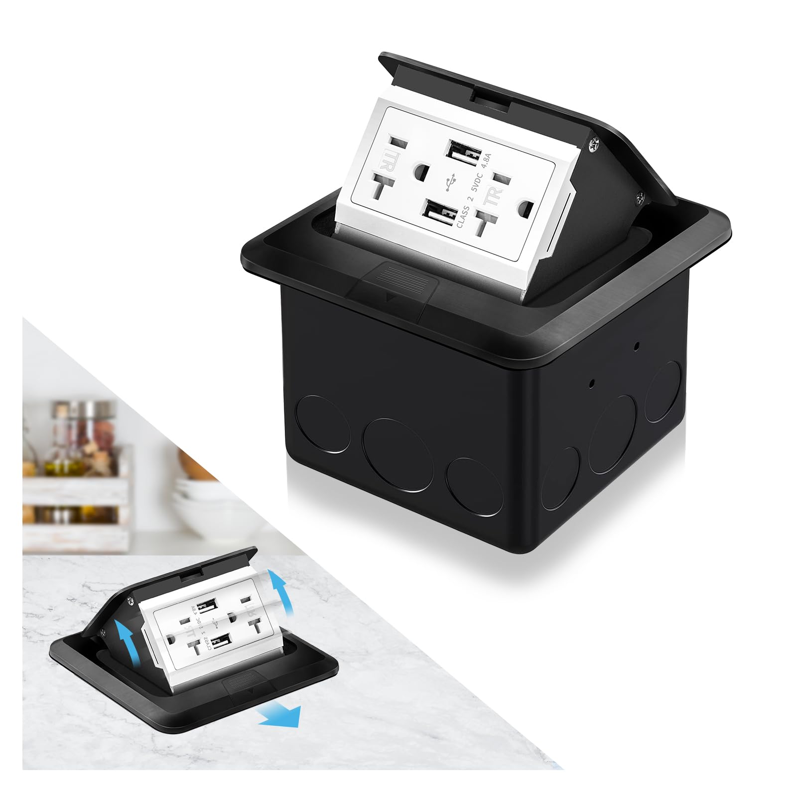 Mua Vagueior Recessed Floor Electrical Outlet Kit,Waterproof Electrical ...